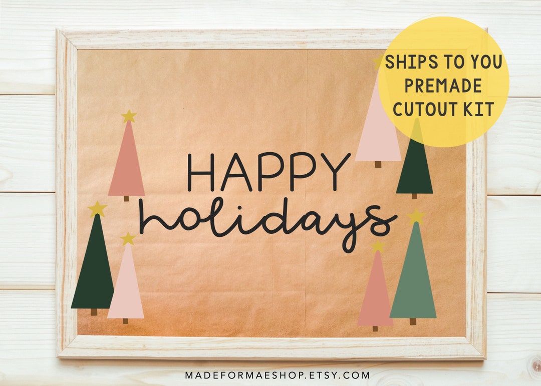 Happy Holidays Bulletin Board Kit Teacher Premade Cutout Set, Christmas ...