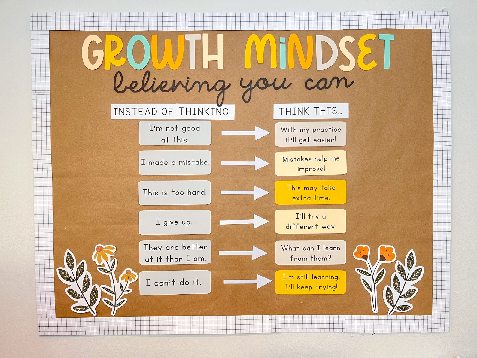 Growth Mindset Bulletin Board Digital Download Bulletin - Etsy