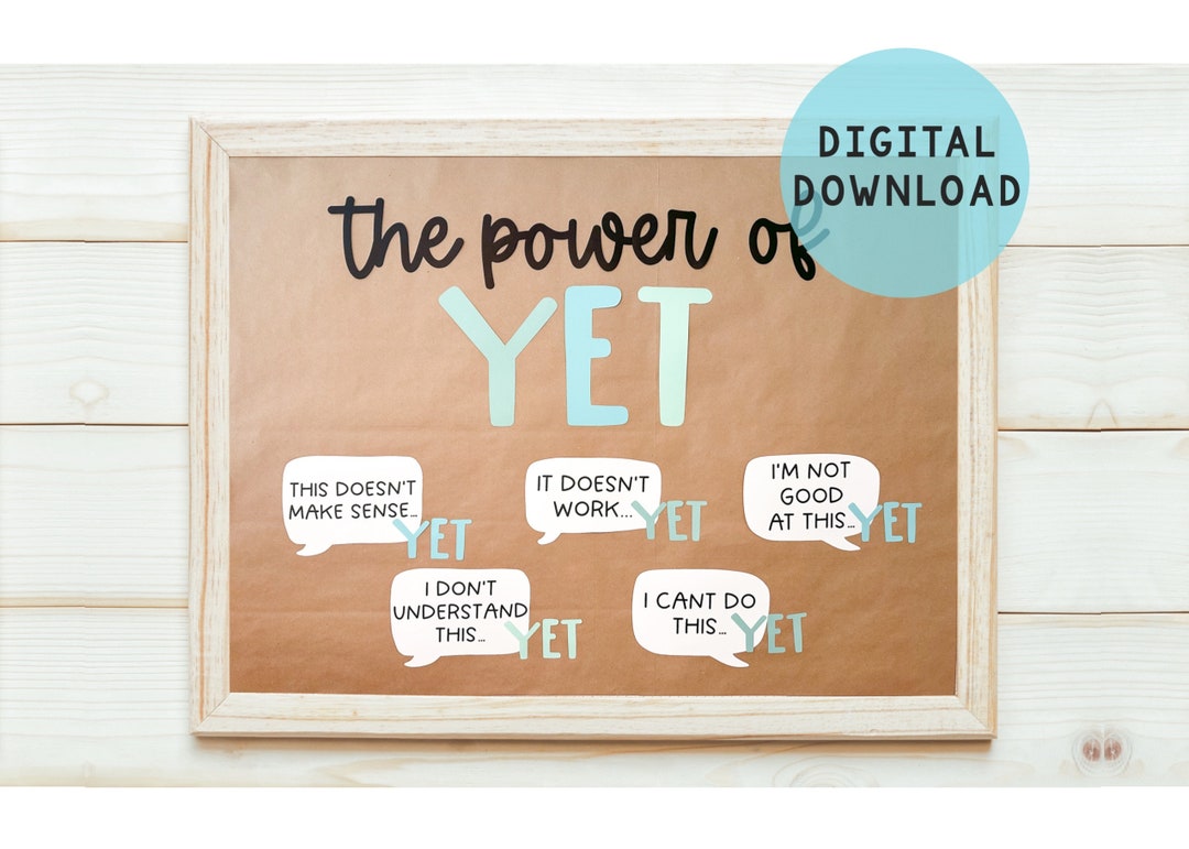 The Power of yet Growth Mindset Bulletin Board | Digital Download ...