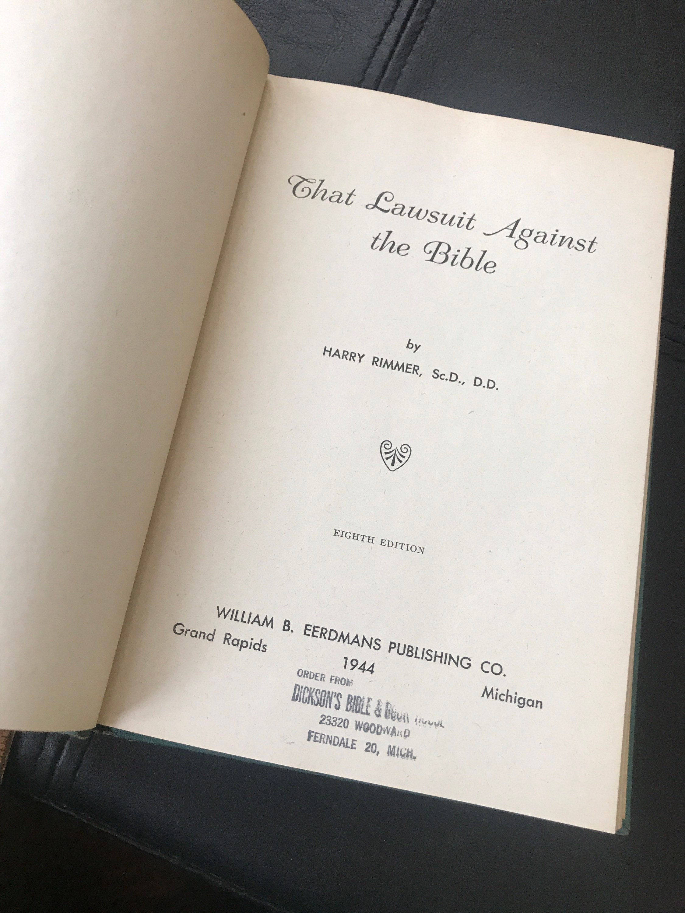 The Lawsuit Against the Bible Dr. Harry Rimmer 1944 - Etsy