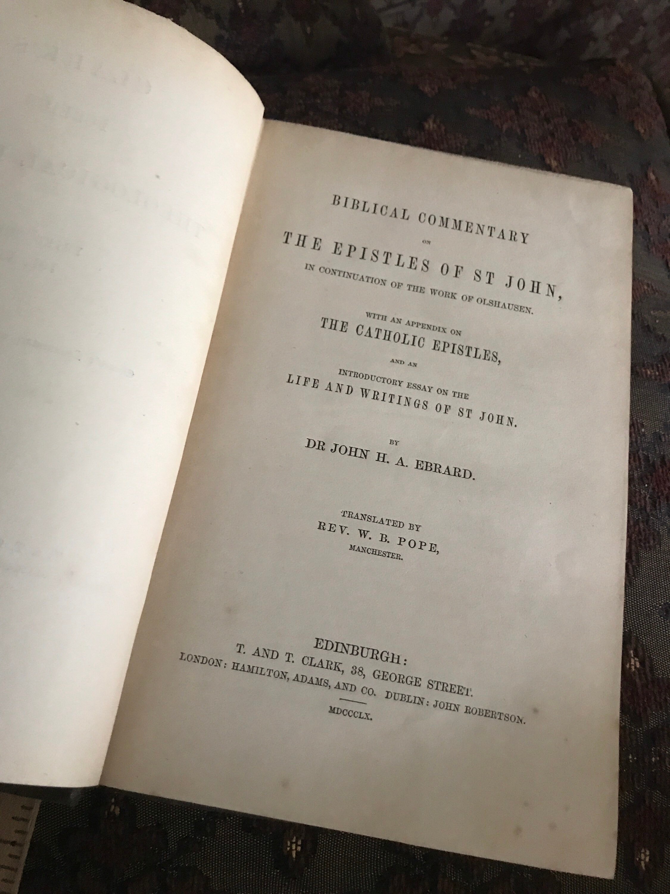 Commentary on the Epistles of St. John Dr. John H. A. Ebrard - Etsy