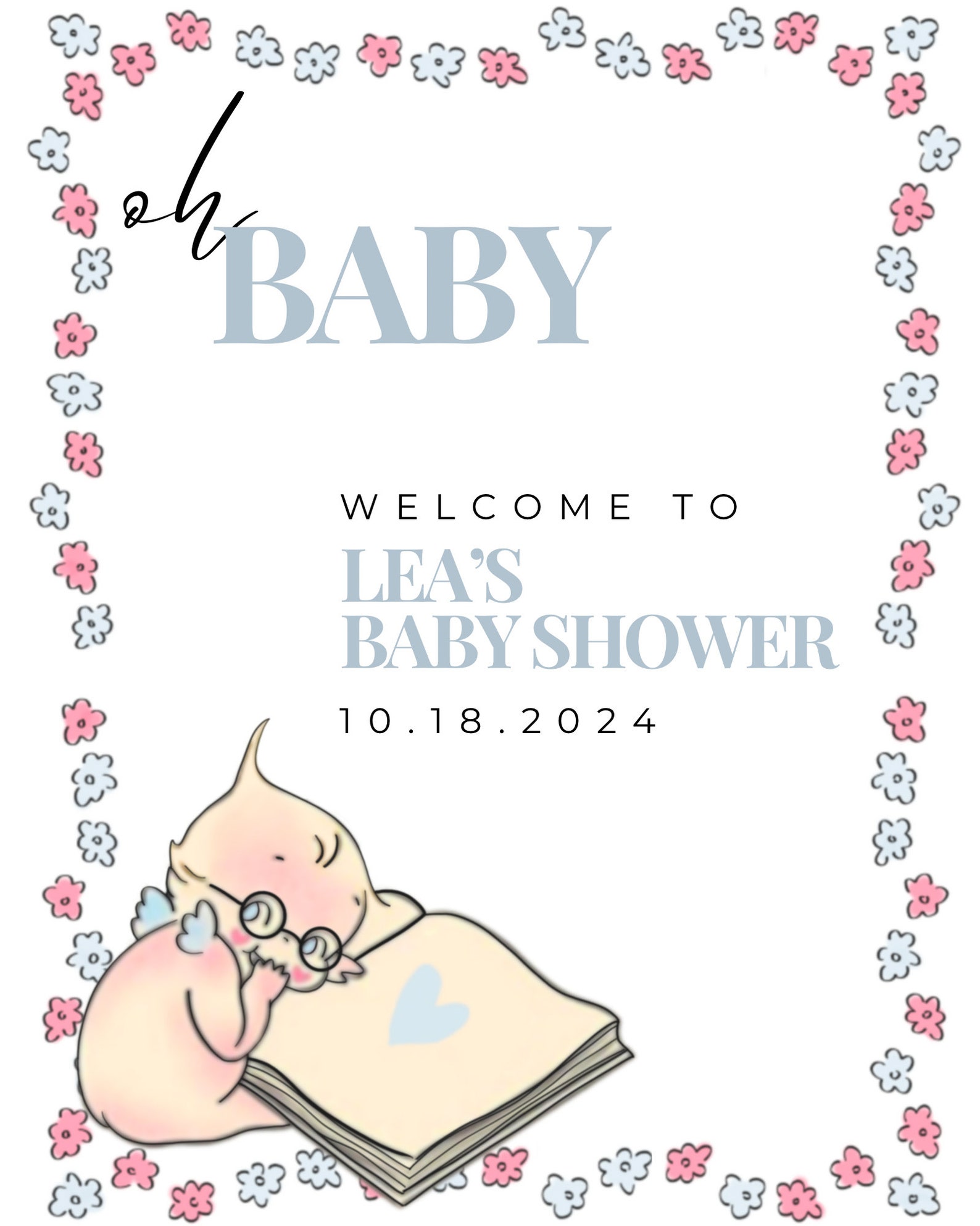 Baby Shower Event Sign Template Printable Editable Cute Welcome Sign - Etsy