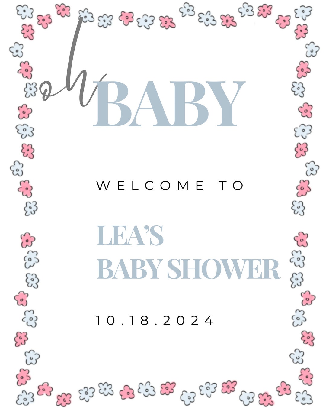 Baby Shower Event Sign Template Printable Editable Cute Welcome Sign - Etsy