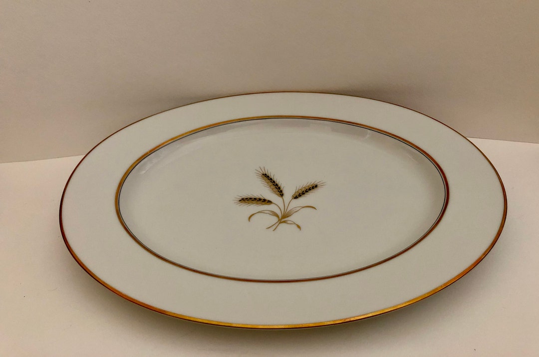 Rosenthal Bountiful 14 Inch Oval Platter Gold Trim Black Inner Band Discontinued Pattern ...