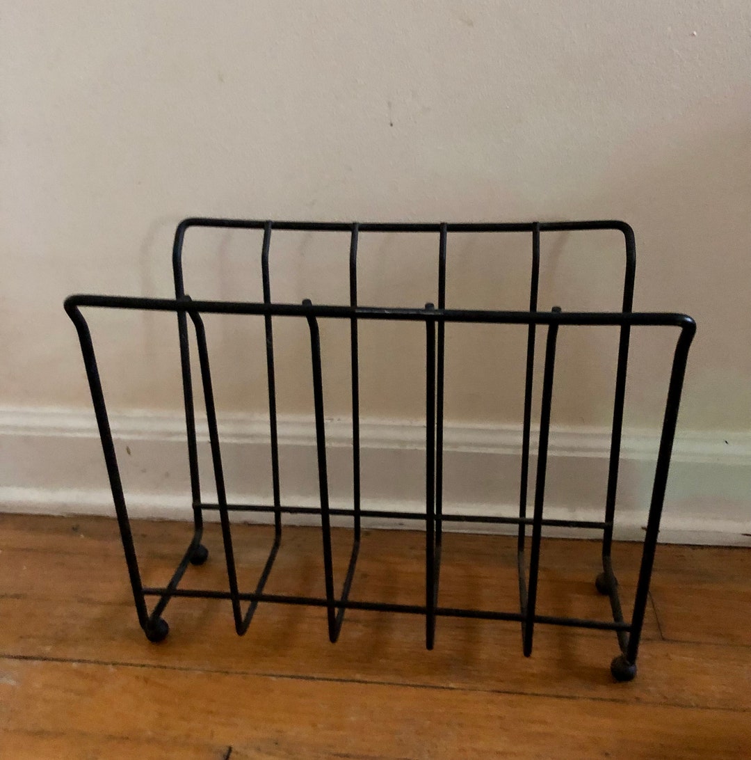 Black Metal Magazine Rack Decorative Home Decor Functional Storage ...