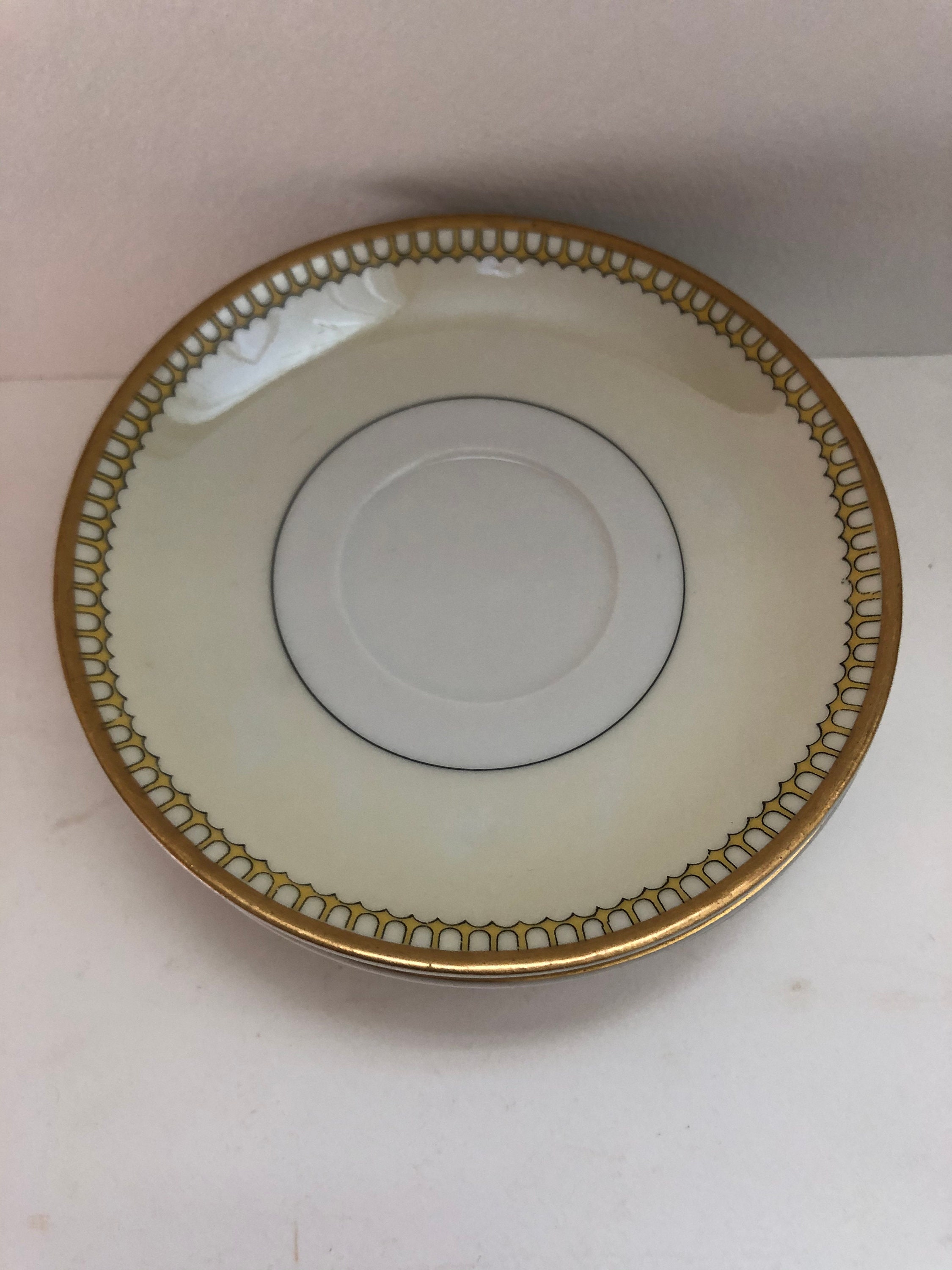 Haviland Schleiger 278 Limoges Flat Saucers White Cream Black Line Gold ...