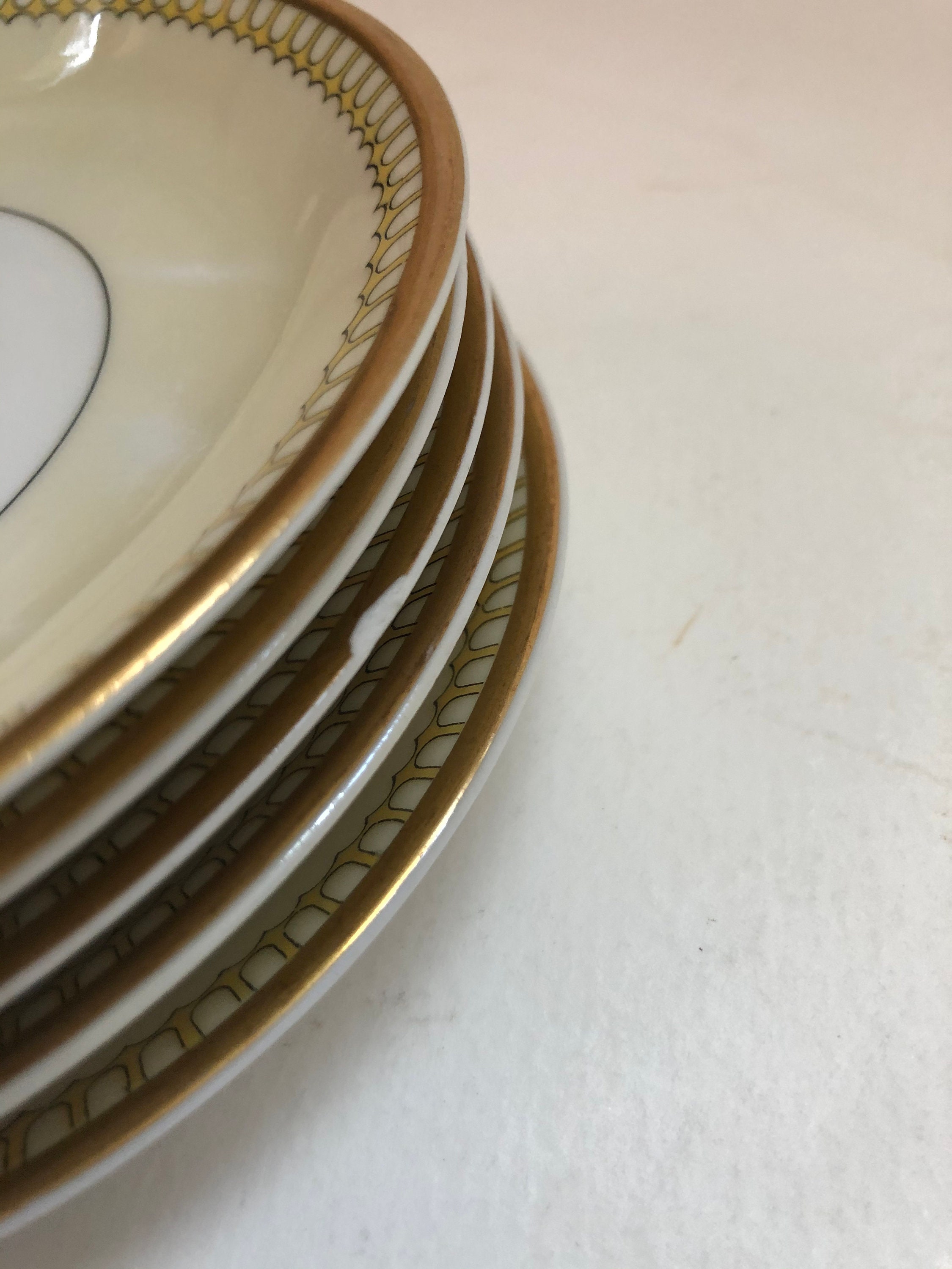 Haviland Schleiger 278 Limoges Flat Saucers White Cream Black Line Gold ...