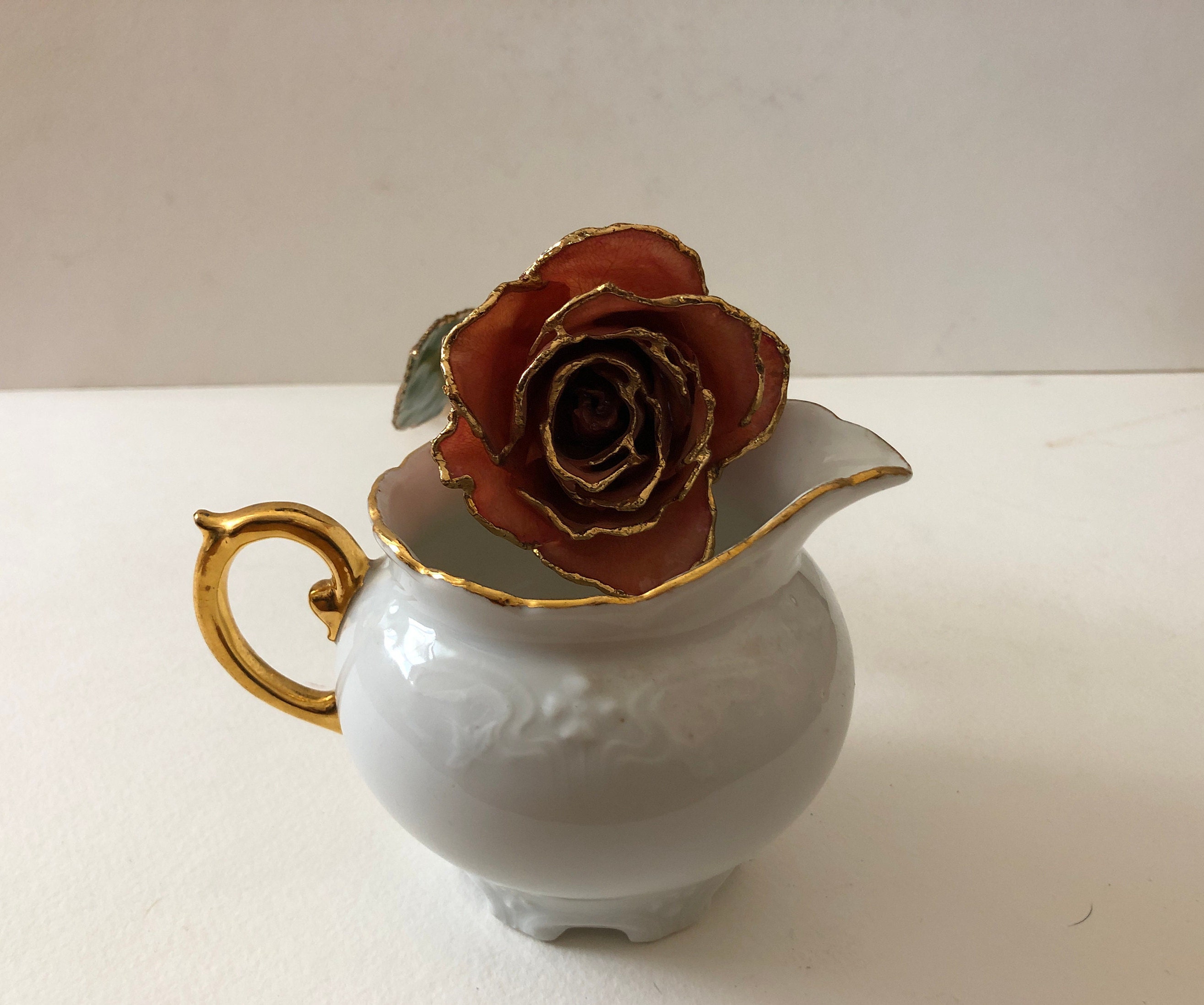 Collectible White W Gold Trim Porcelain Creamer Small Jug Pitcher by ...