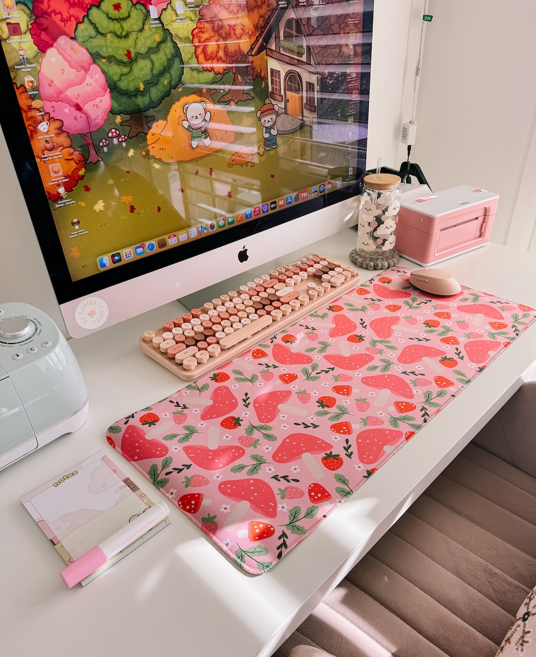 Adorable Cottagcore Summer Garden Large Gaming Mouse Pad | Gaming Desk ...