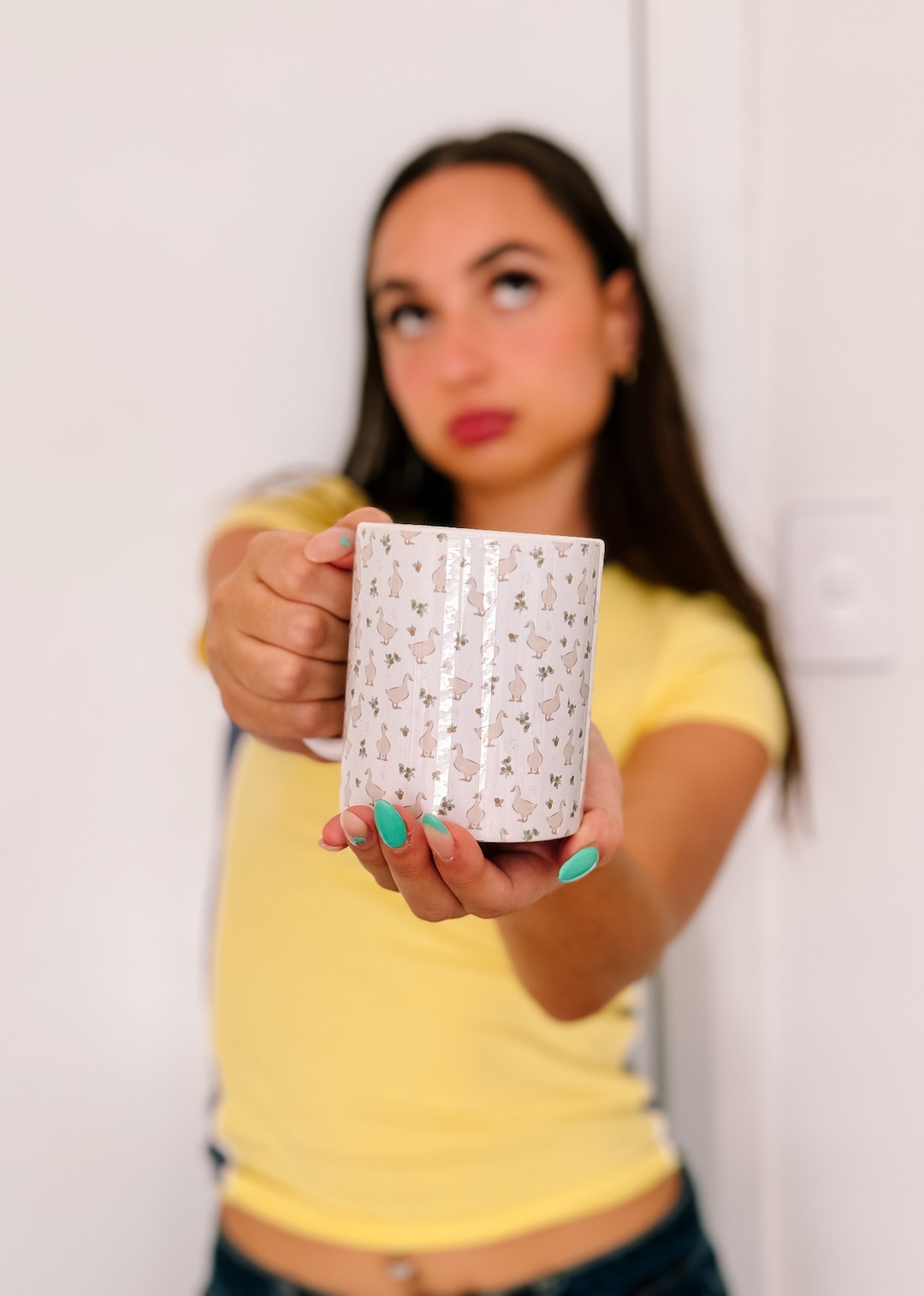 Adorable Ducky Floral Mug | Handprinted Mug | Pretty Mugs | Ceramics ...