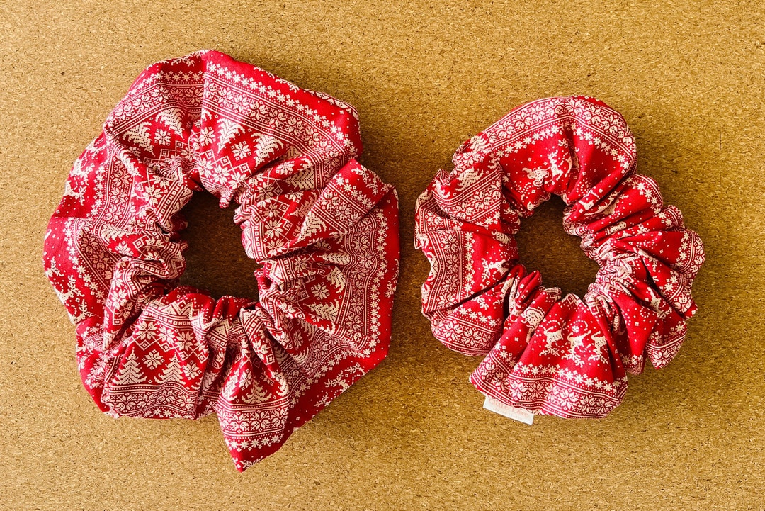 Fair Isle Reindeer Christmas Scrunchie mini Me XL Scrunchie - Etsy