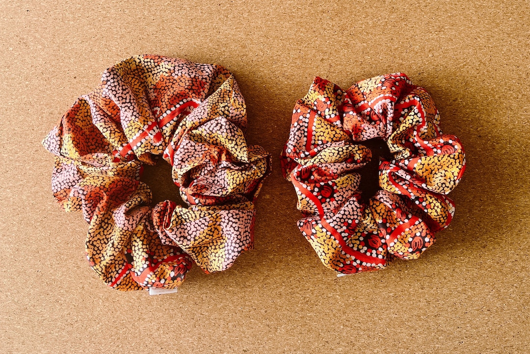 Indigenous Warlu Goanna Dreaming Scrunchie | Indigenous | XL Scrunchie ...