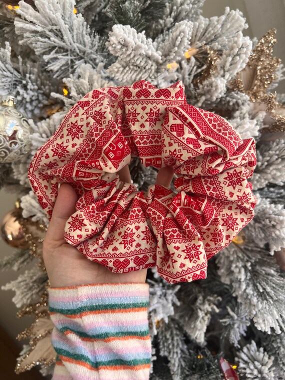 2022 Fair Isle Christmas Scrunchie mini Me XL Scrunchie - Etsy