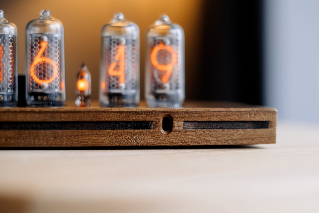 The Slim Time Capsule - IN-14 Nixie Clock in Wooden Case With a Plastic ...