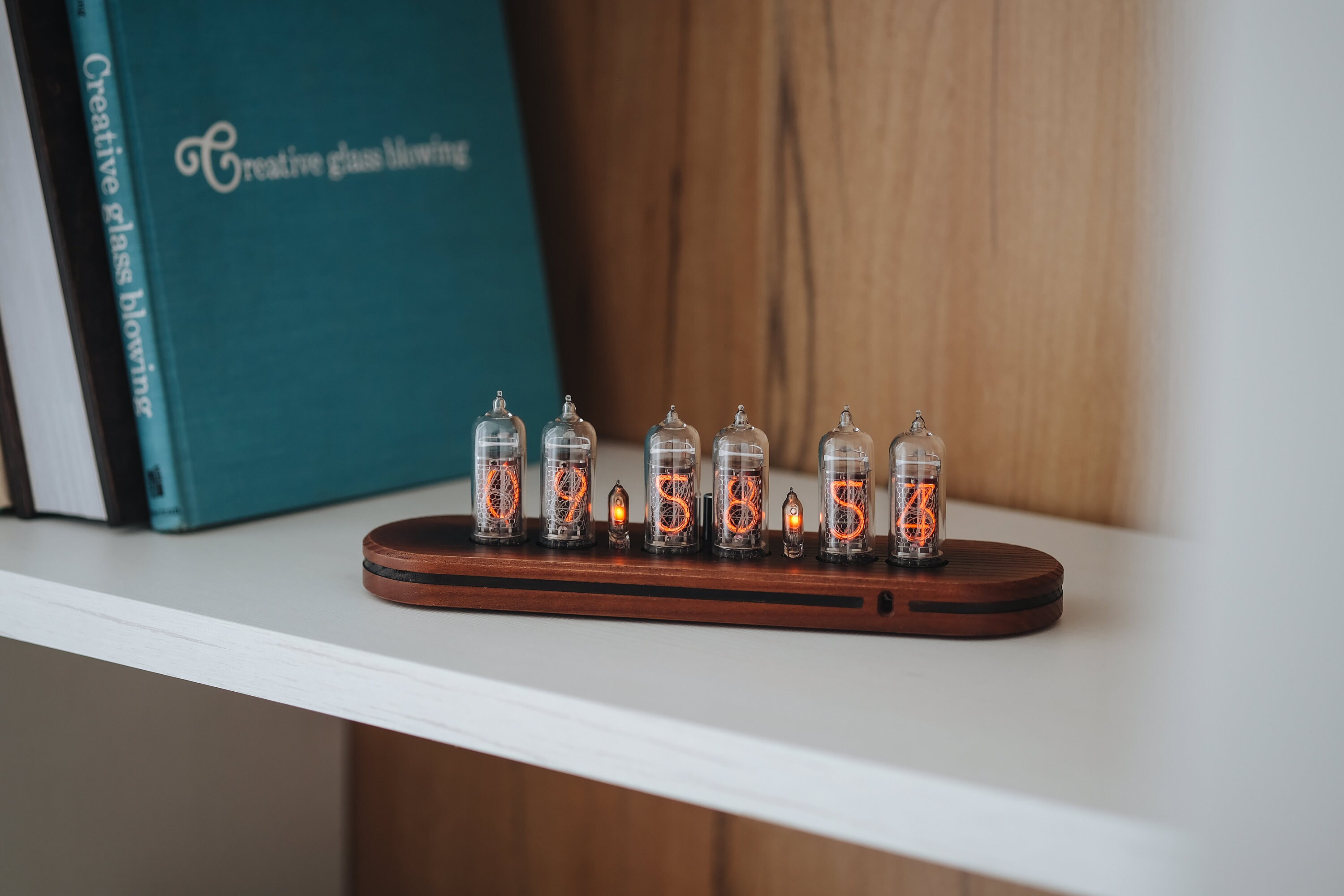 The Slim Time Capsule - IN-14 Nixie Clock in Wooden Case With a Plastic ...