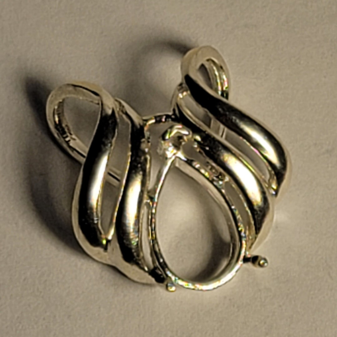 925 Sterling Silver Vintage Designer Pear Pendant Setting Pre-notched ...