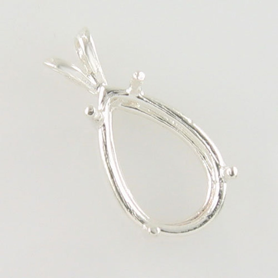925 Sterling Silver Pear Pendant Settings Pre-notched 9x6-15x10 for ...