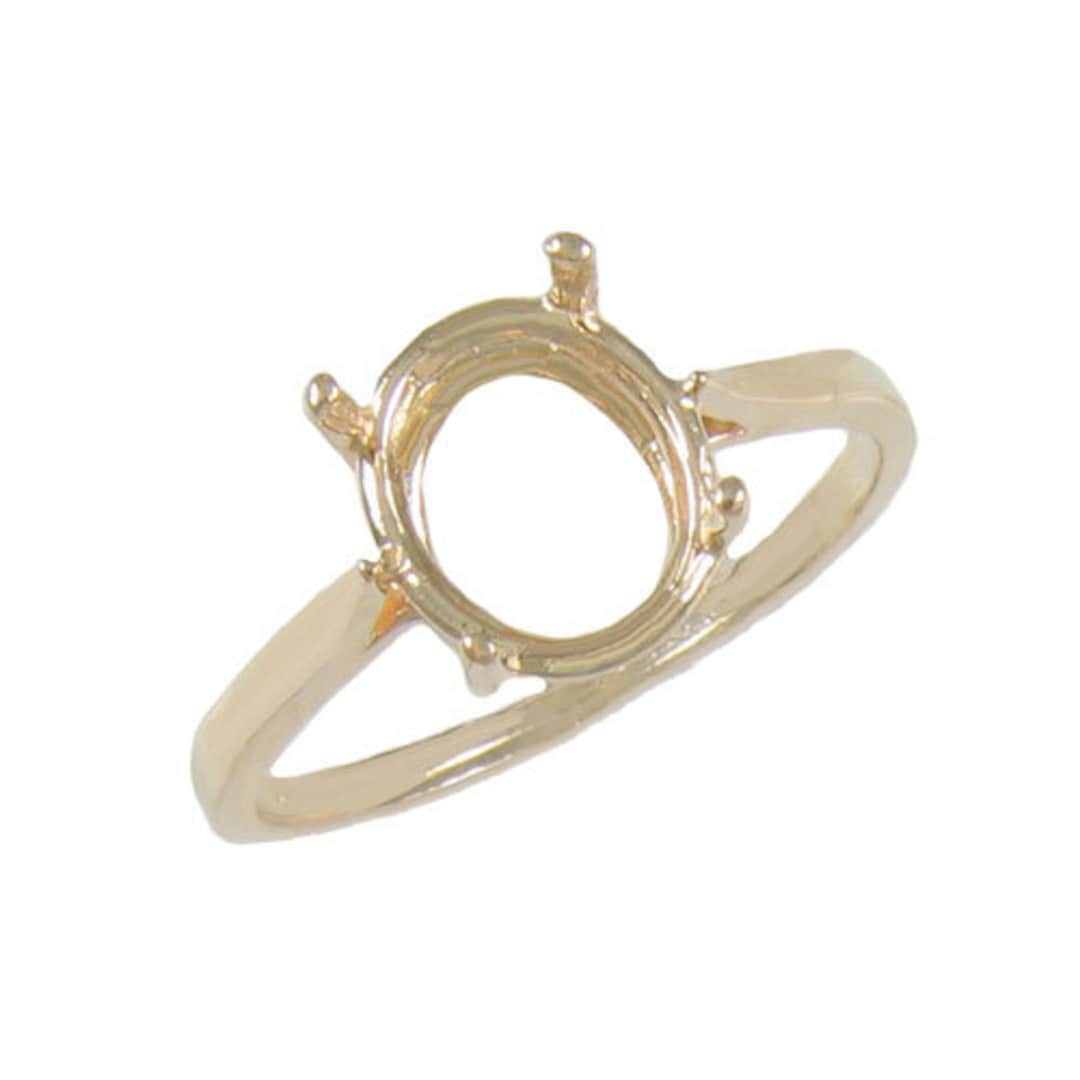Solid Sterling Silver or 14K Gold Ring Setting for 10x8 Oval Faceted ...