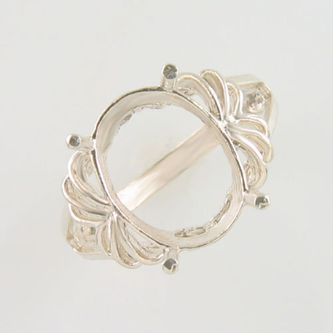 Vintage Solid Sterling Silver or 14K Gold Ring Setting for 14x10 Oval ...