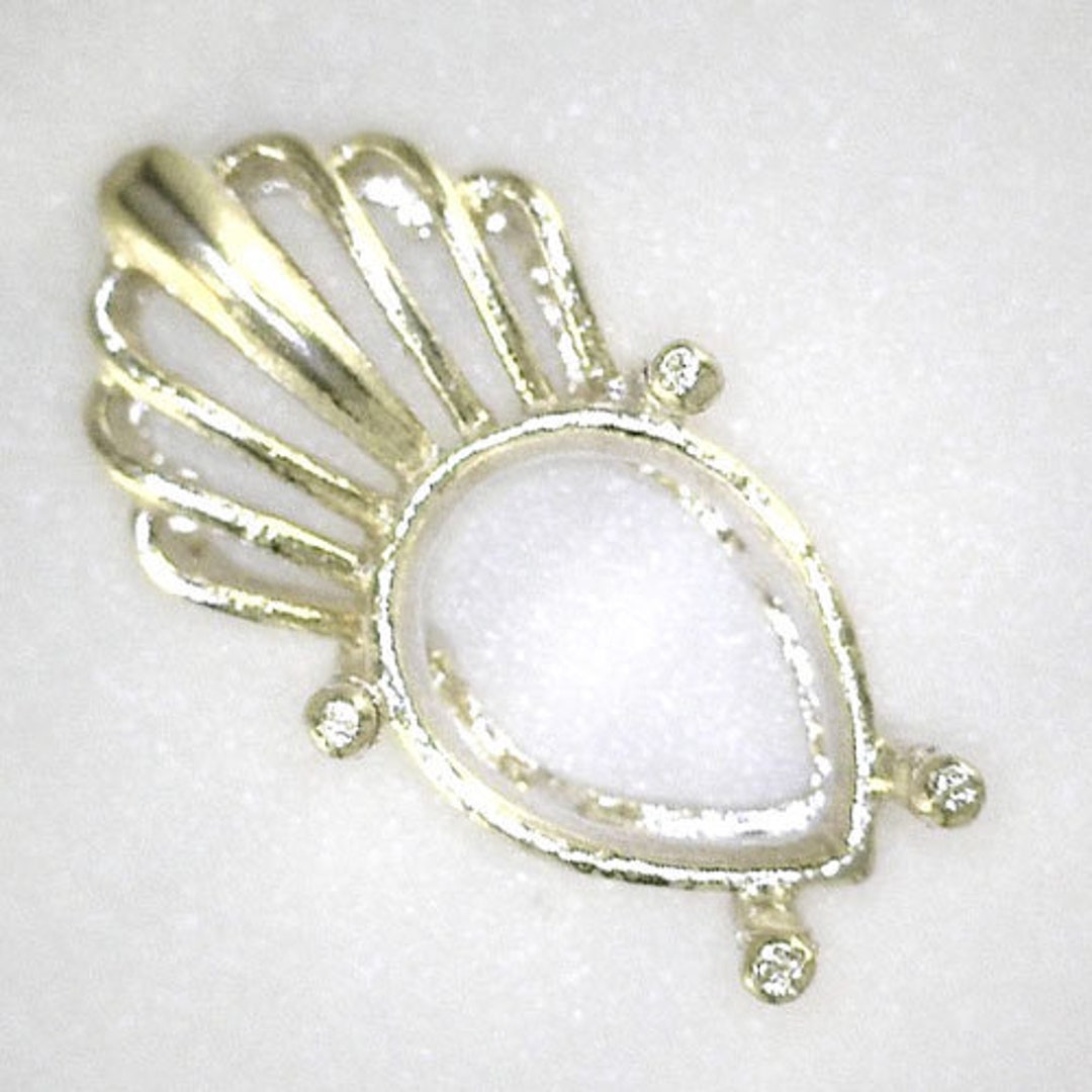 925 Sterling Silver Vintage Designer Pear Pendant Setting Pre-notched ...