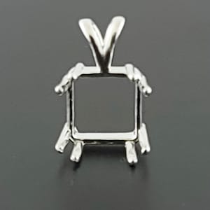 925 Sterling Silver Square Pendant Setting Pre-notched for Faceted ...