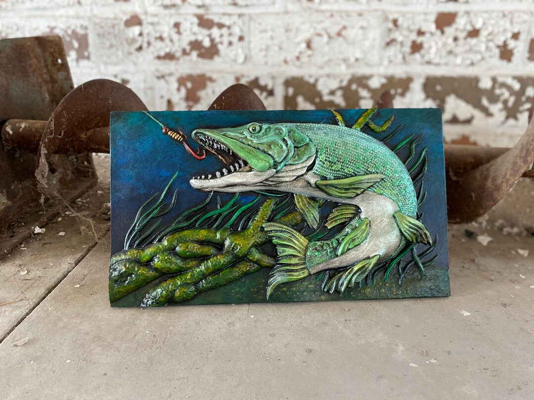 Musky Fishing Sign, 3D Fish Carving, HDU Carved Musky Sign, 3D Carved ...