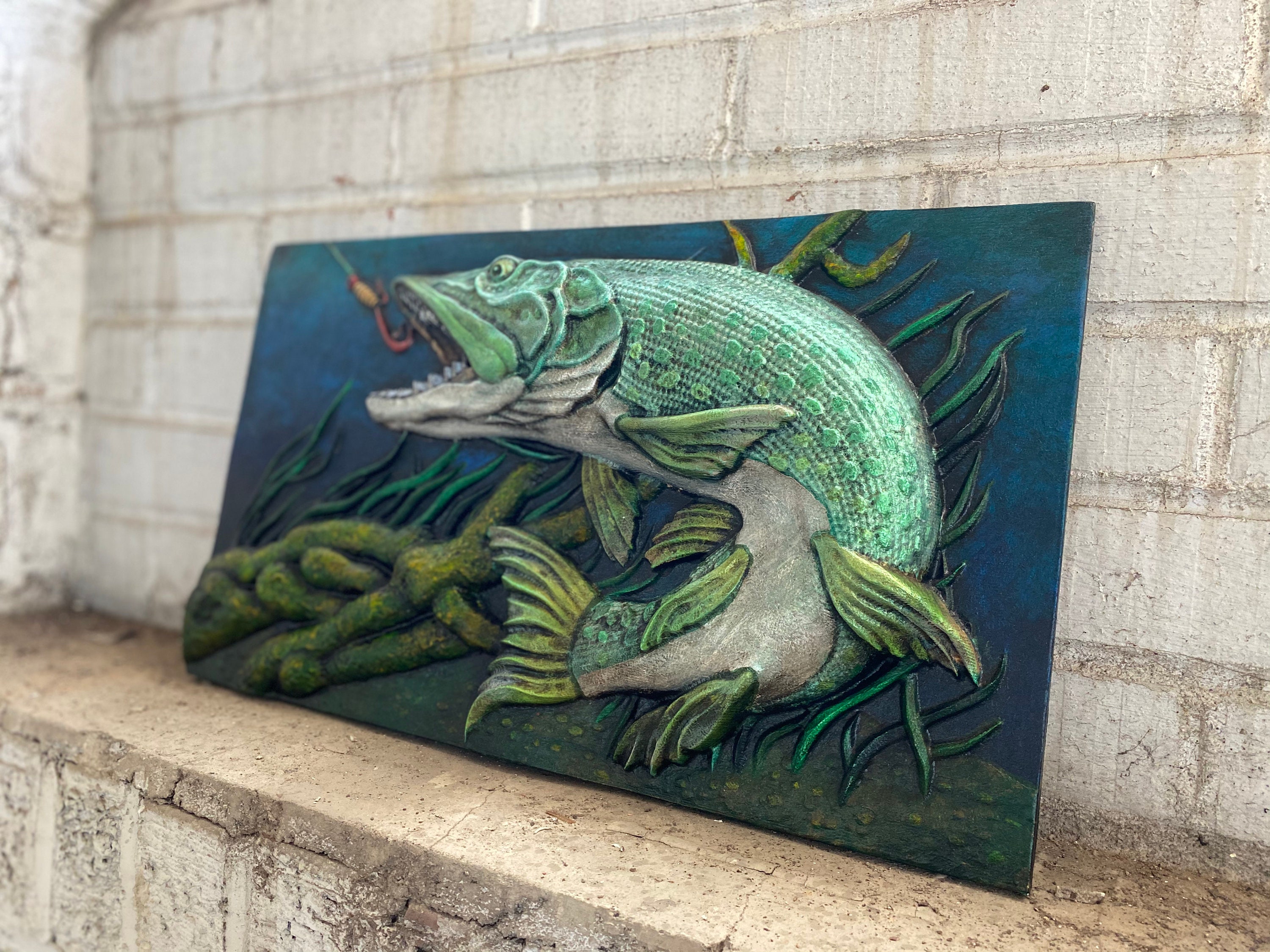 3D Fish Carving, HDU Carved Sign, Musky Sign, Musky Fishing Sign, Hand ...