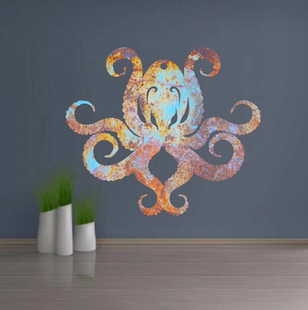 Rustic Octopus Wall Decal: Coastal Vinyl Sticker - Etsy