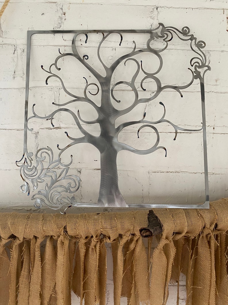Steel Tree Sign Metal Tree Silhouette Steel Sign Raw Metal | Etsy