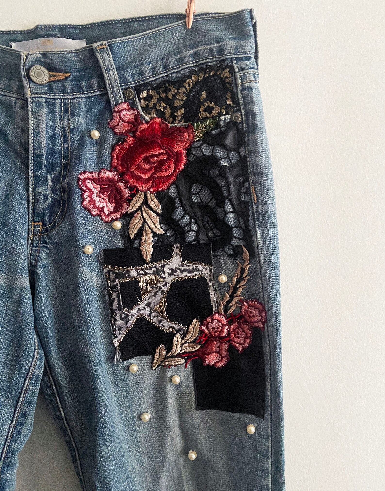 Custom Patchwork Jeans - Etsy