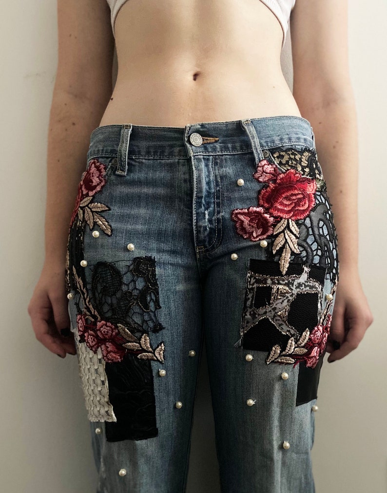 Custom Patchwork Jeans - Etsy
