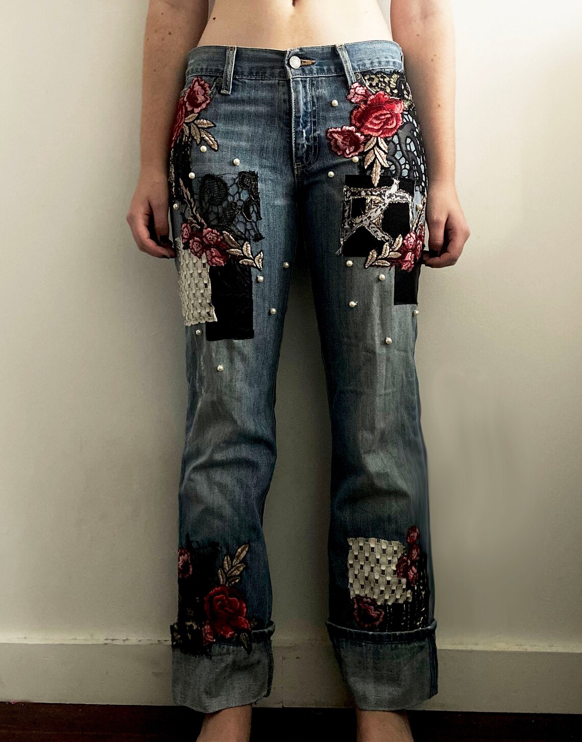 Custom Patchwork Jeans - Etsy