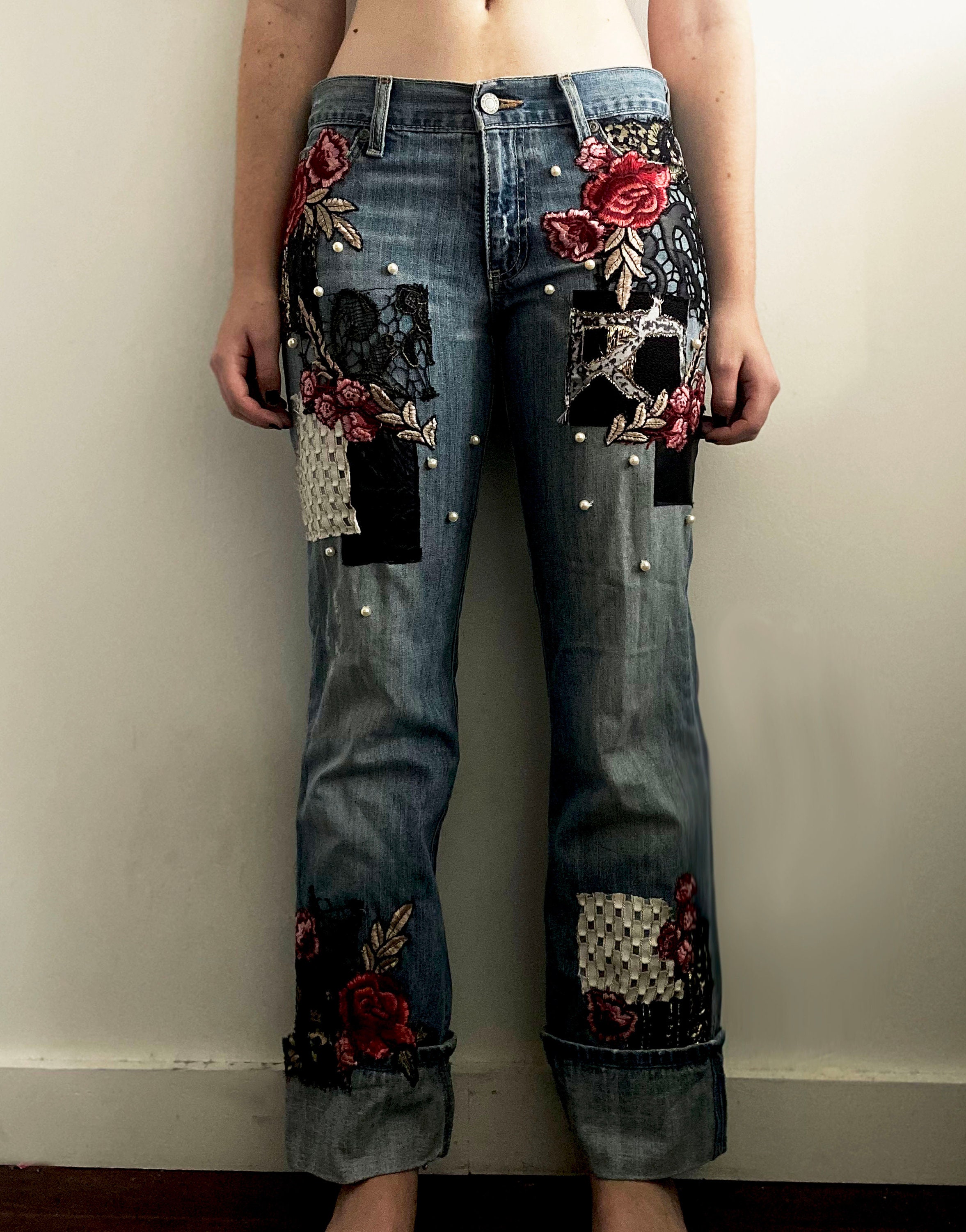 Custom Patchwork Jeans - Etsy