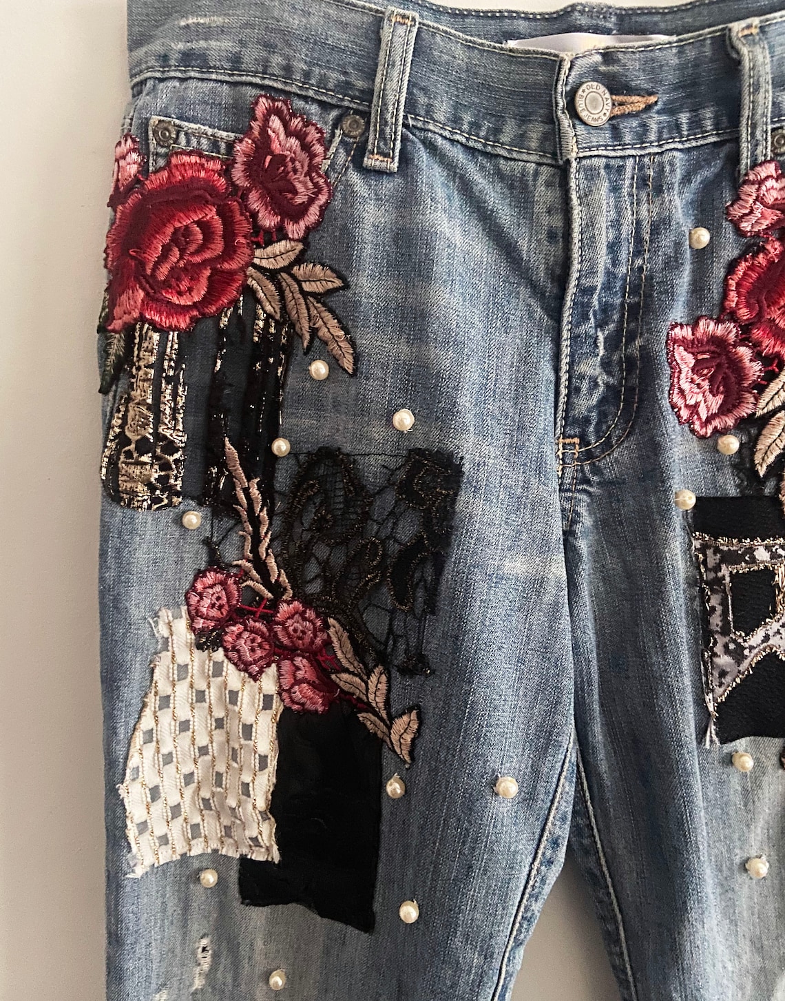 Custom Patchwork Jeans - Etsy