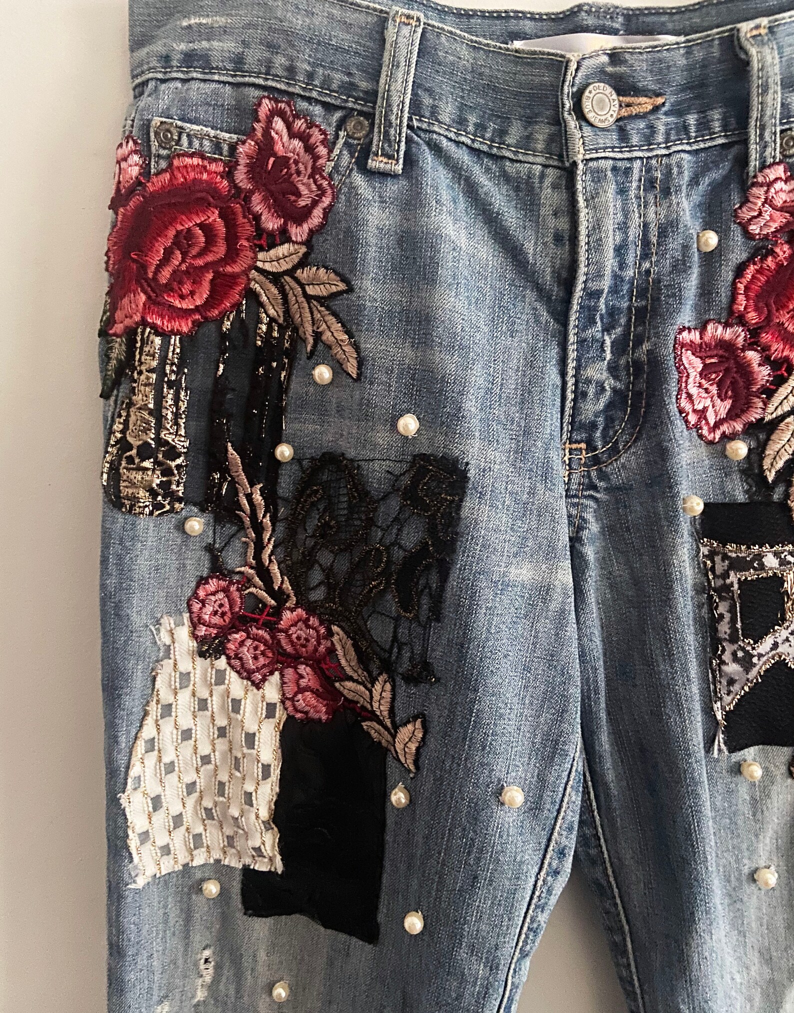 Custom Patchwork Jeans - Etsy