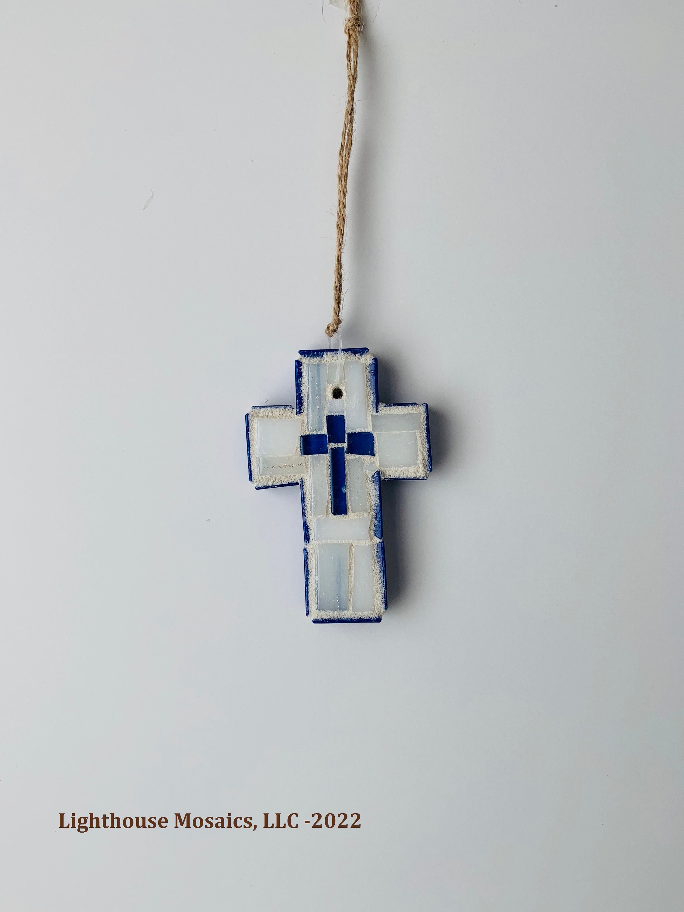 Copper and Cobalt Blue Star Mosaic Wall Cross or Ornament Art ...