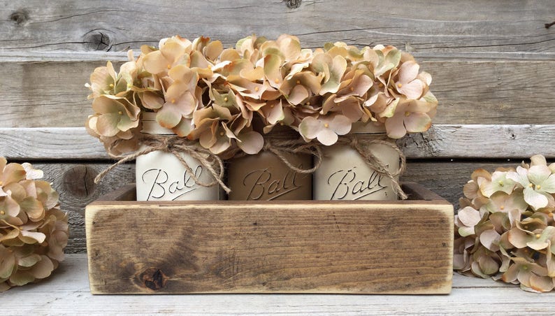 Farmhouse Decor Centerpiece Floral Rustic Mason Jar - Etsy