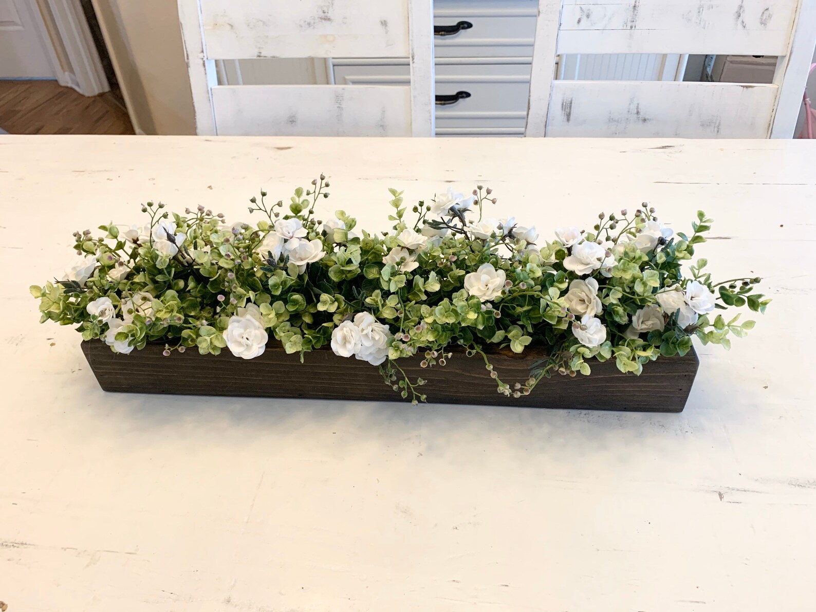 Rustic Planter Box Centerpiece With Greenery Farmhouse Table - Etsy