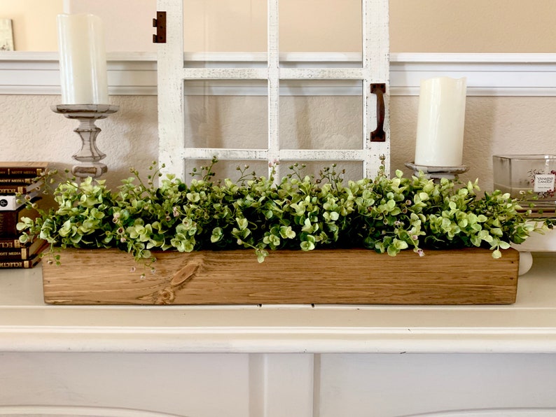 Rustic Planter Box Centerpiece With Greenery Farmhouse Table | Etsy