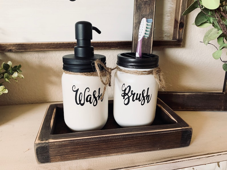 Rustic Toothbrush Holder Farmhouse Soap Dispensers Wash - Etsy