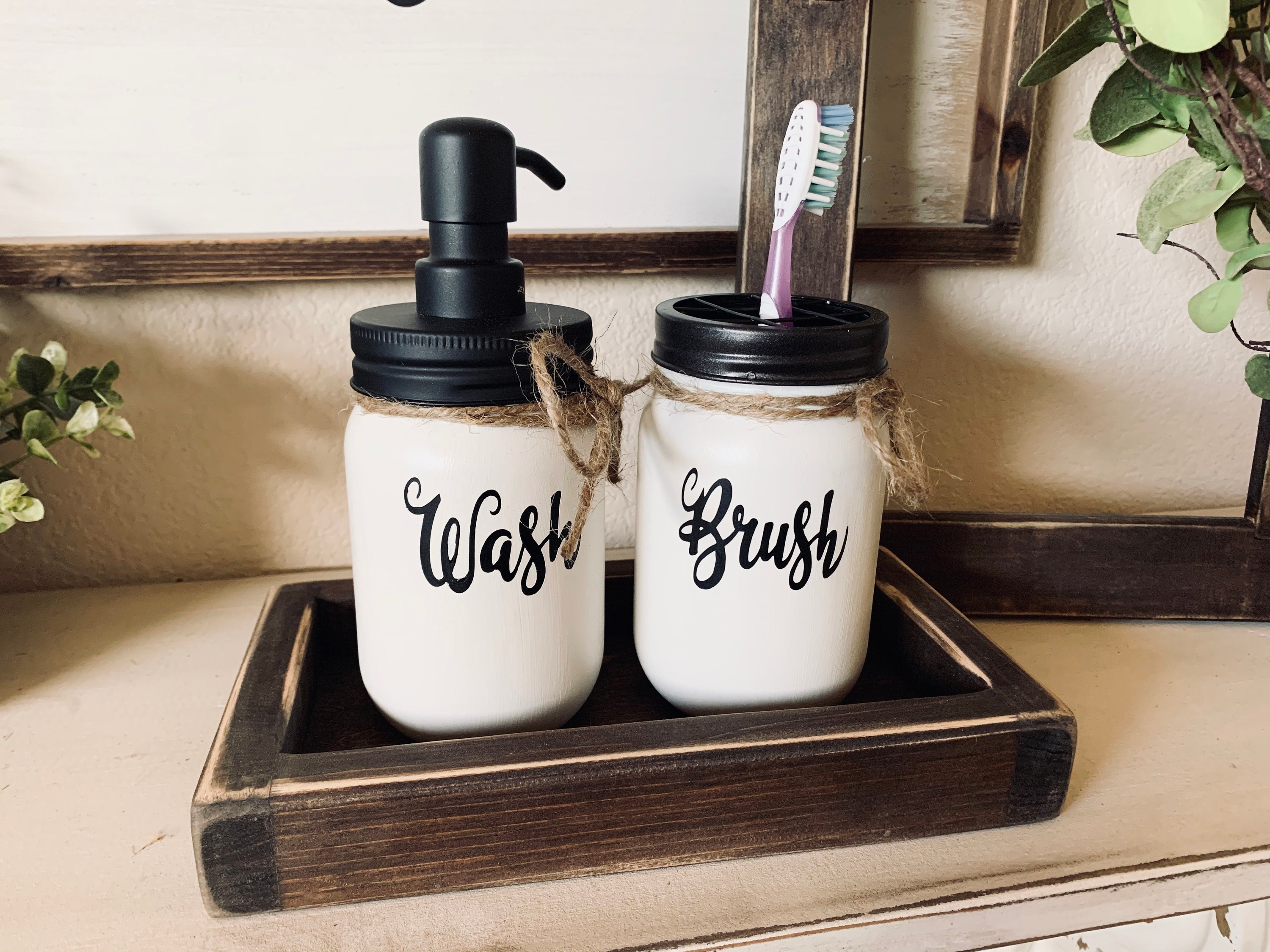 Rustic Toothbrush Holder Farmhouse Soap Dispensers Wash - Etsy