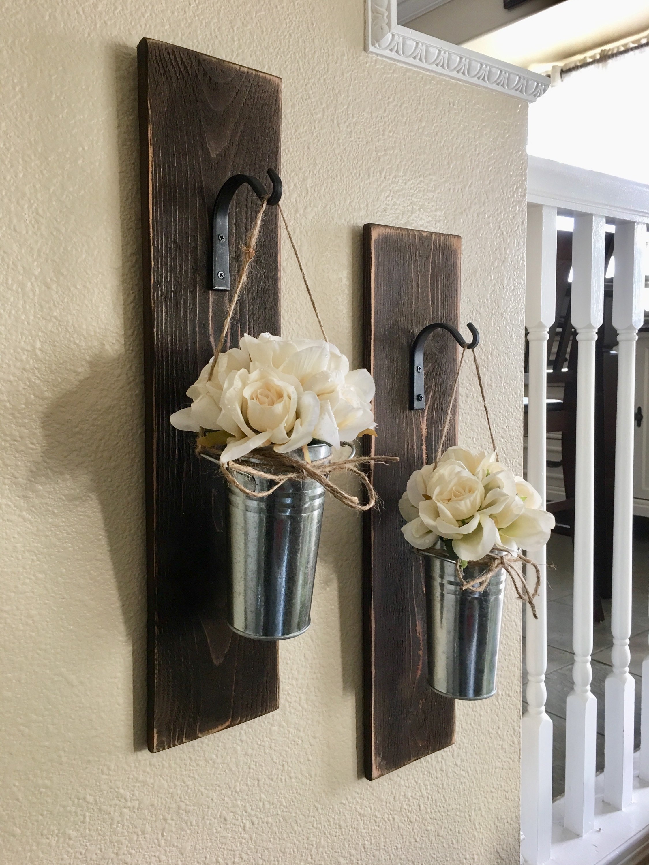 Farmhouse Galvanized Metal Wall Vases Farmhouse Rustic Galvanized