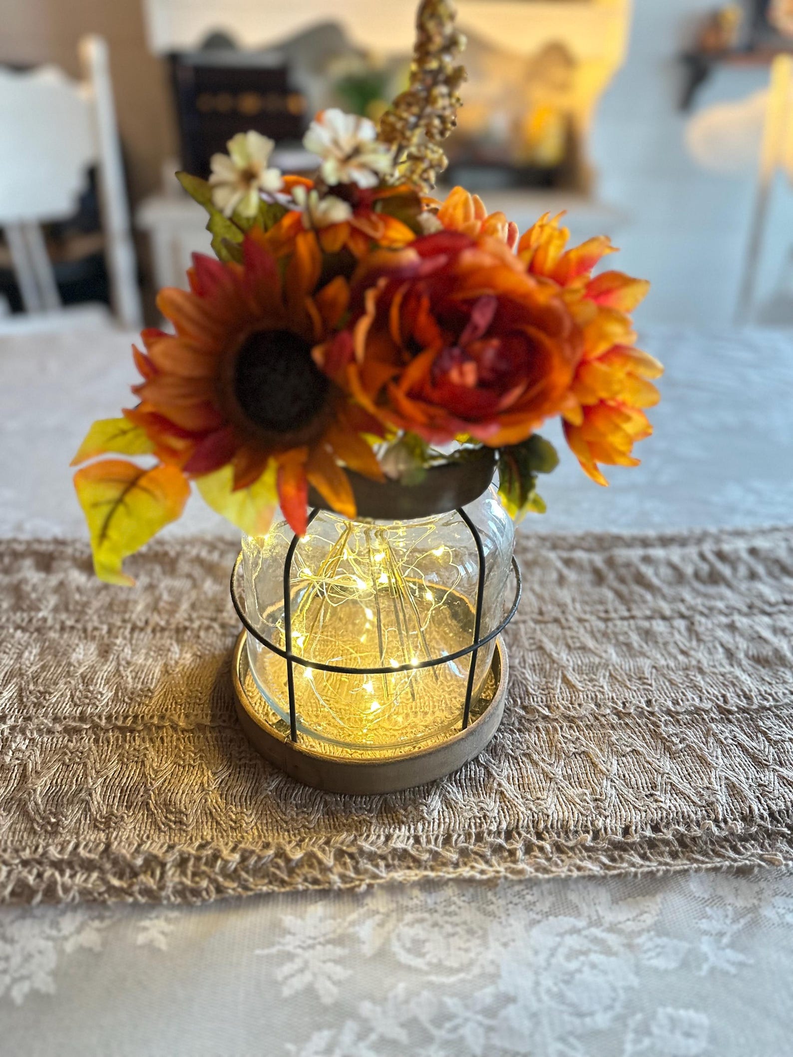 Fall Lantern, Fall Decor, Vintage Style Farmhouse Vase, Rustic Lantern ...