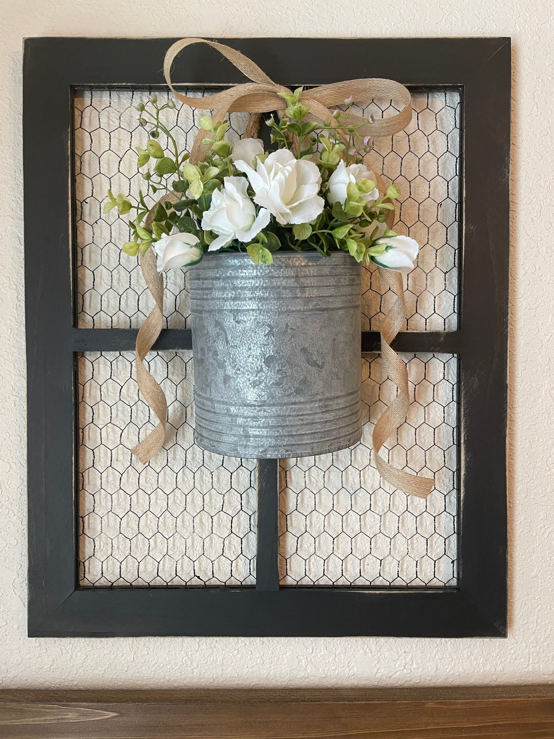 Window Frame Chicken Wire Decor Farmhouse Wall Decor - Etsy