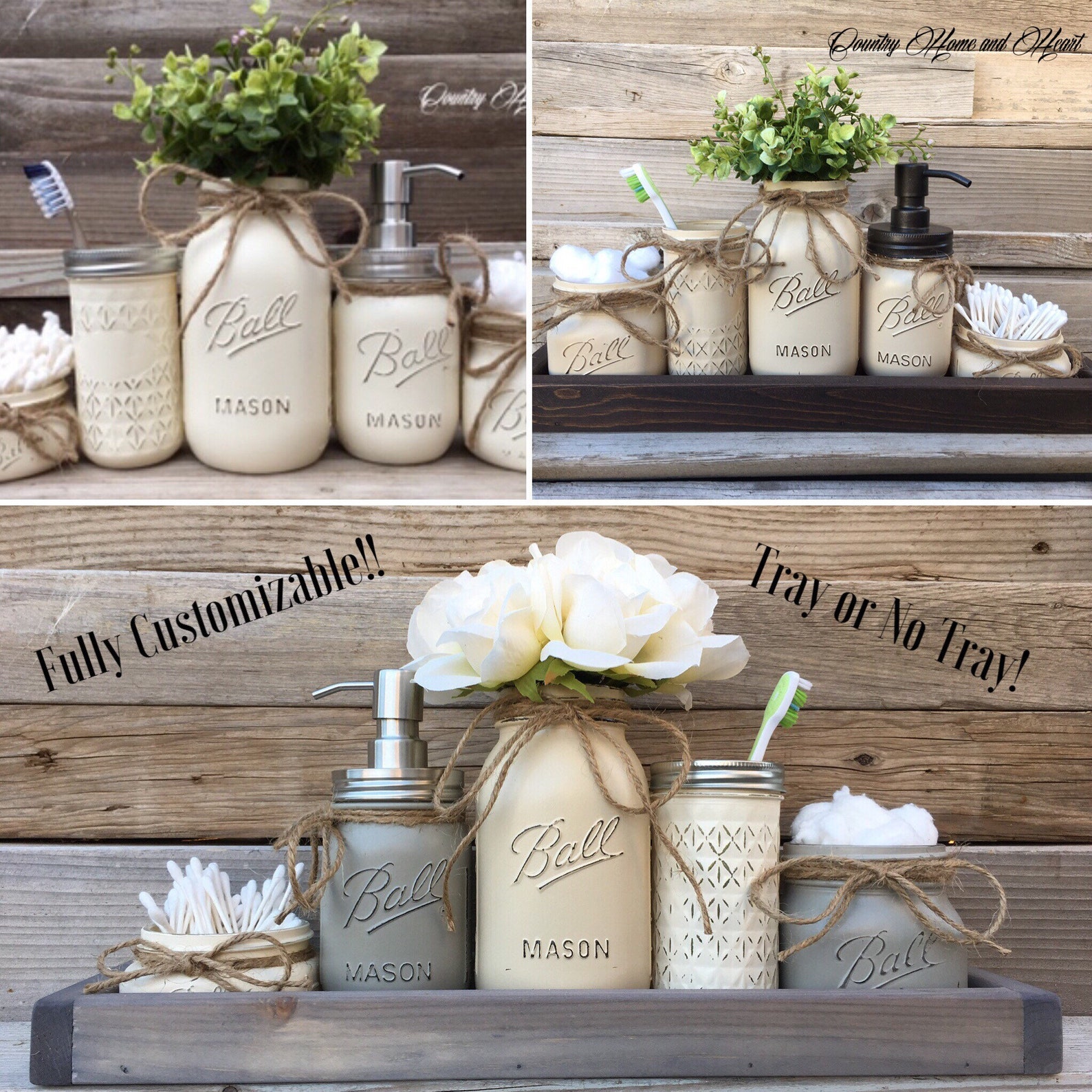 Mason Jar Bathroom Set-rustic Bathroom Decor-country Bathroom, Bathroom ...