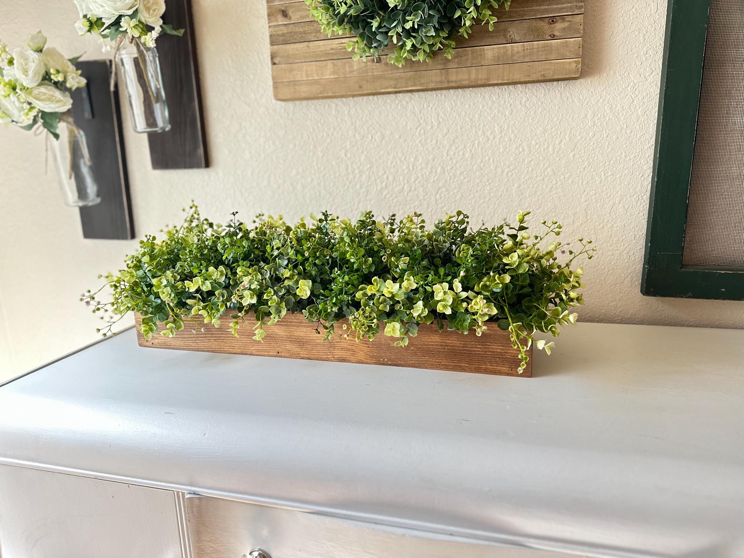 Rustic Planter Box Centerpiece With Greenery, Farmhouse Table ...