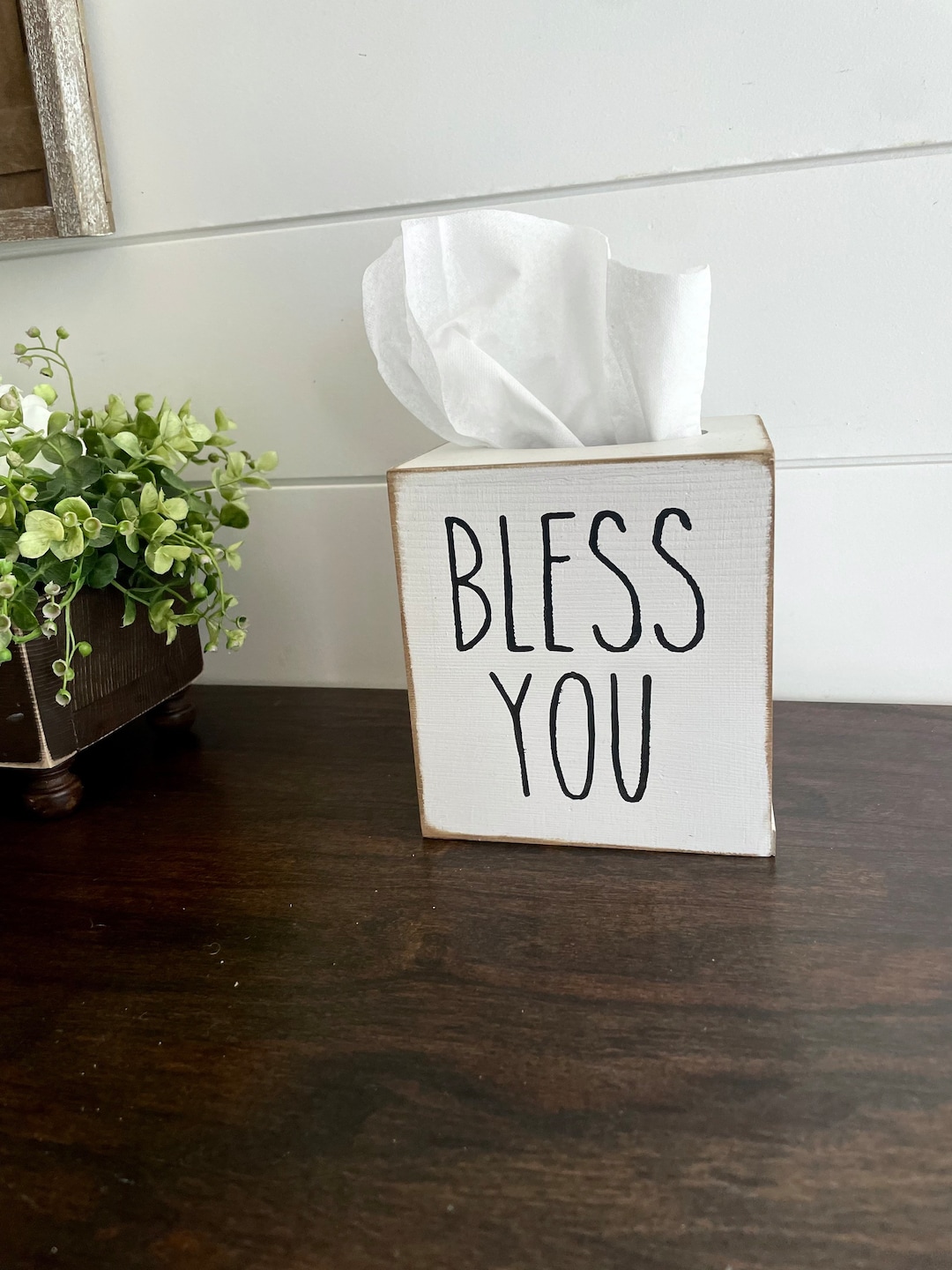 Wood Tissue Box Cover, Bless You, Farmhouse Tissue Box Holder, Rustic ...