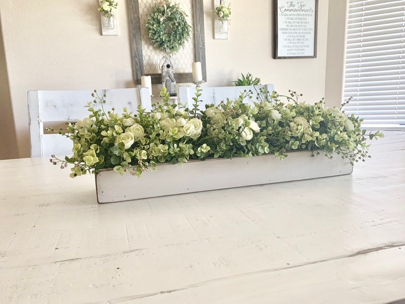 Rustic Planter Box Centerpiece With Greenery Farmhouse Table - Etsy