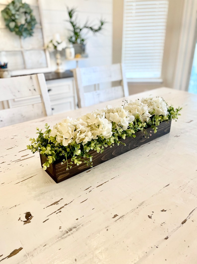 Rustic Planter Box Centerpiece With Greenery Farmhouse Table - Etsy