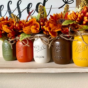 Painted Mason Jars,fall Decor,fall Mason Jars, Fall Home Decor,mason ...